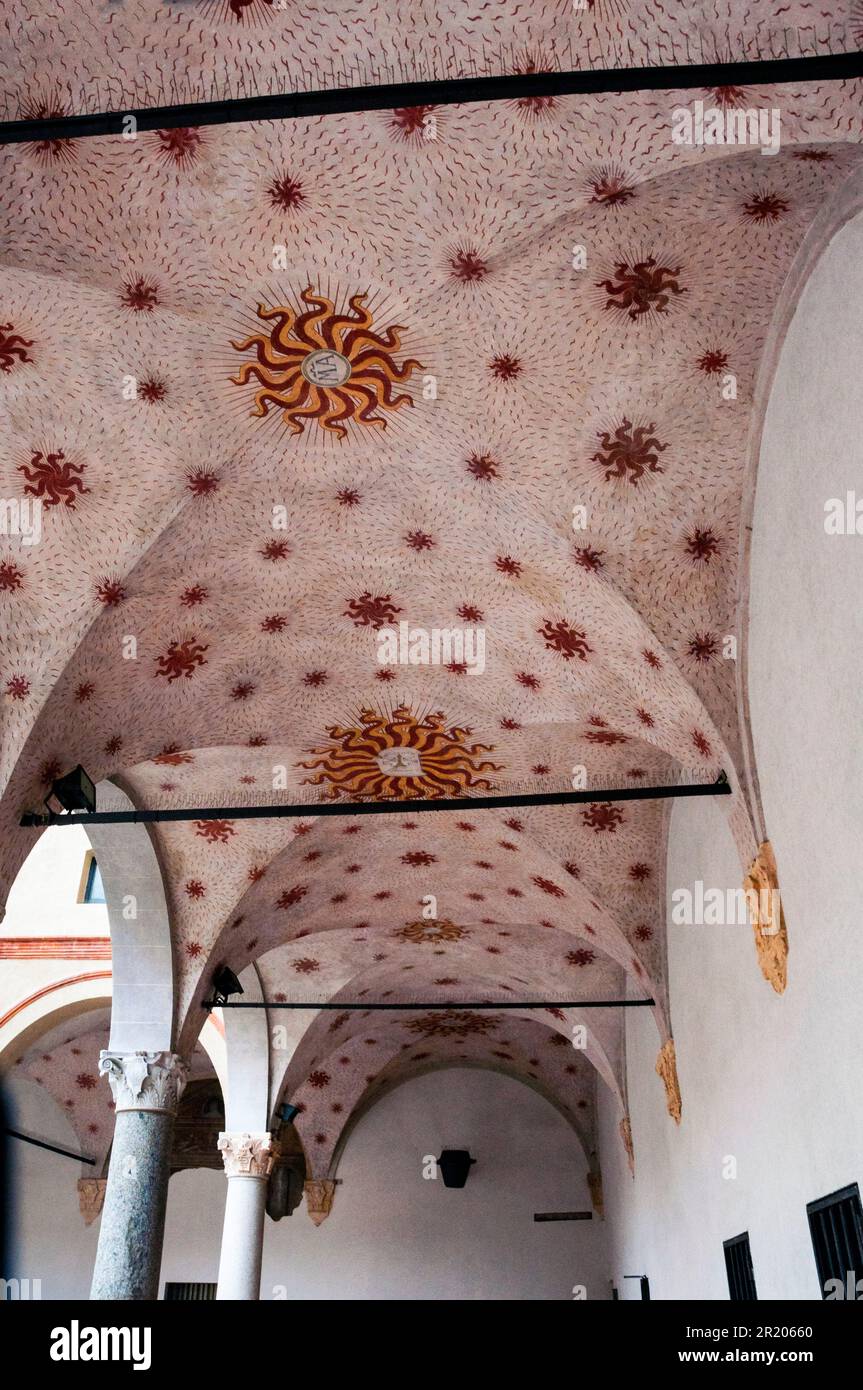 Cortile della Rocchetta at Castello Sforzesco in Milan, Italy.The ...
