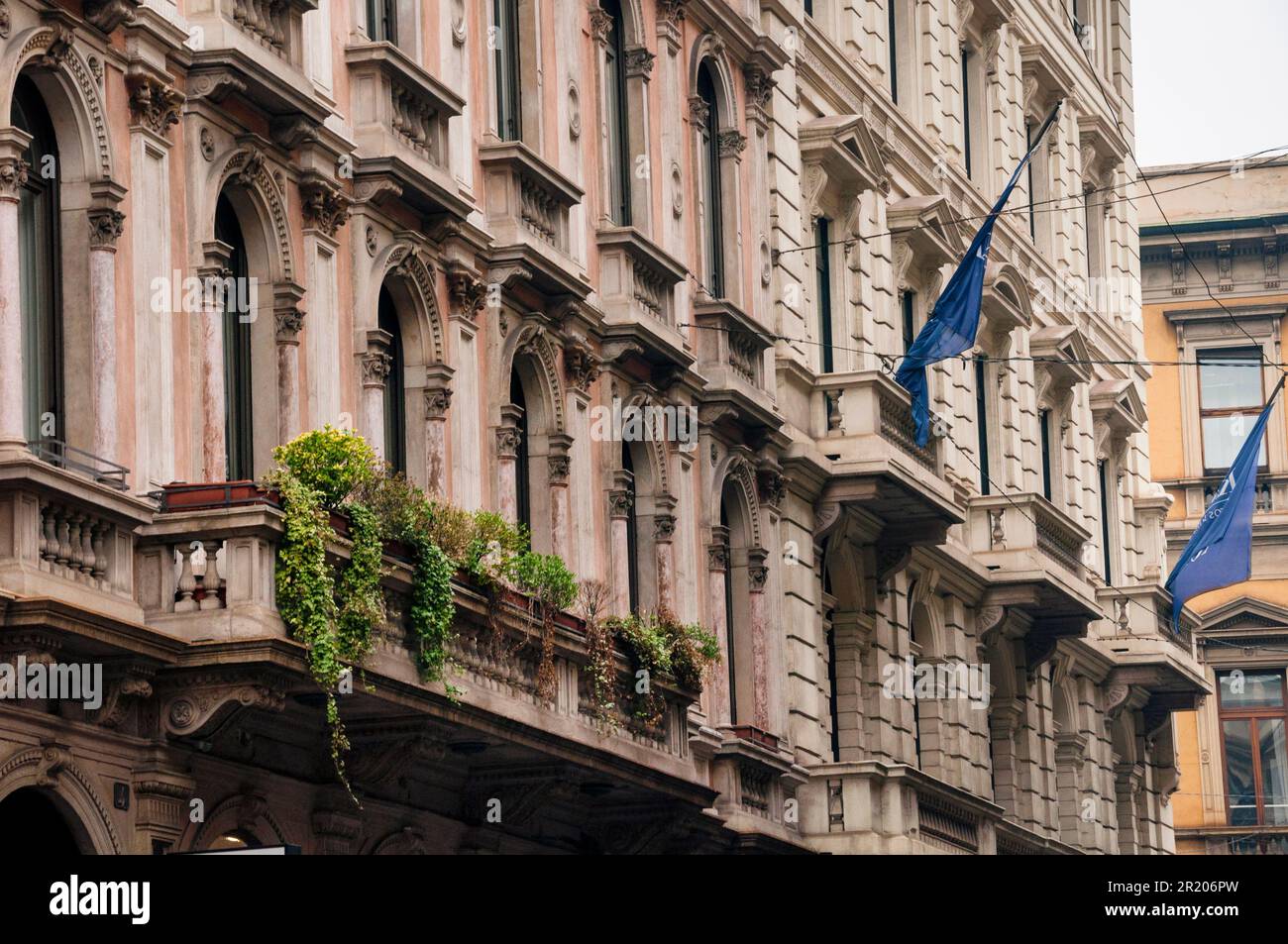 Italian Renaissance style stone balcony and balustrades, Milan Stock ...