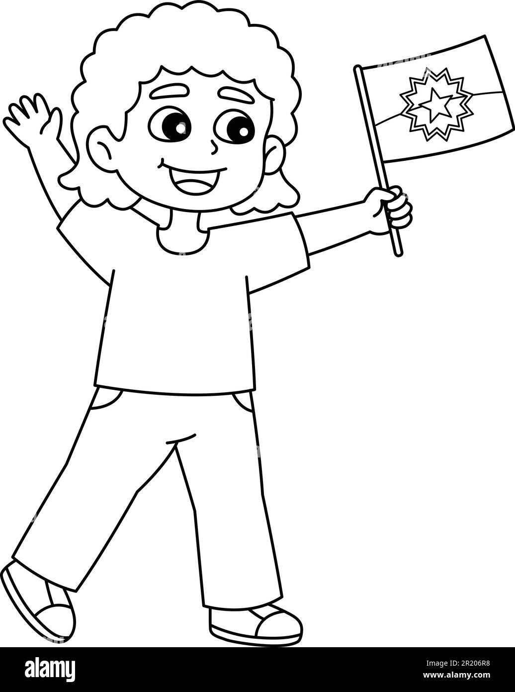 Girl Holding the Juneteenth Flag Isolated Coloring Stock Vector Image ...