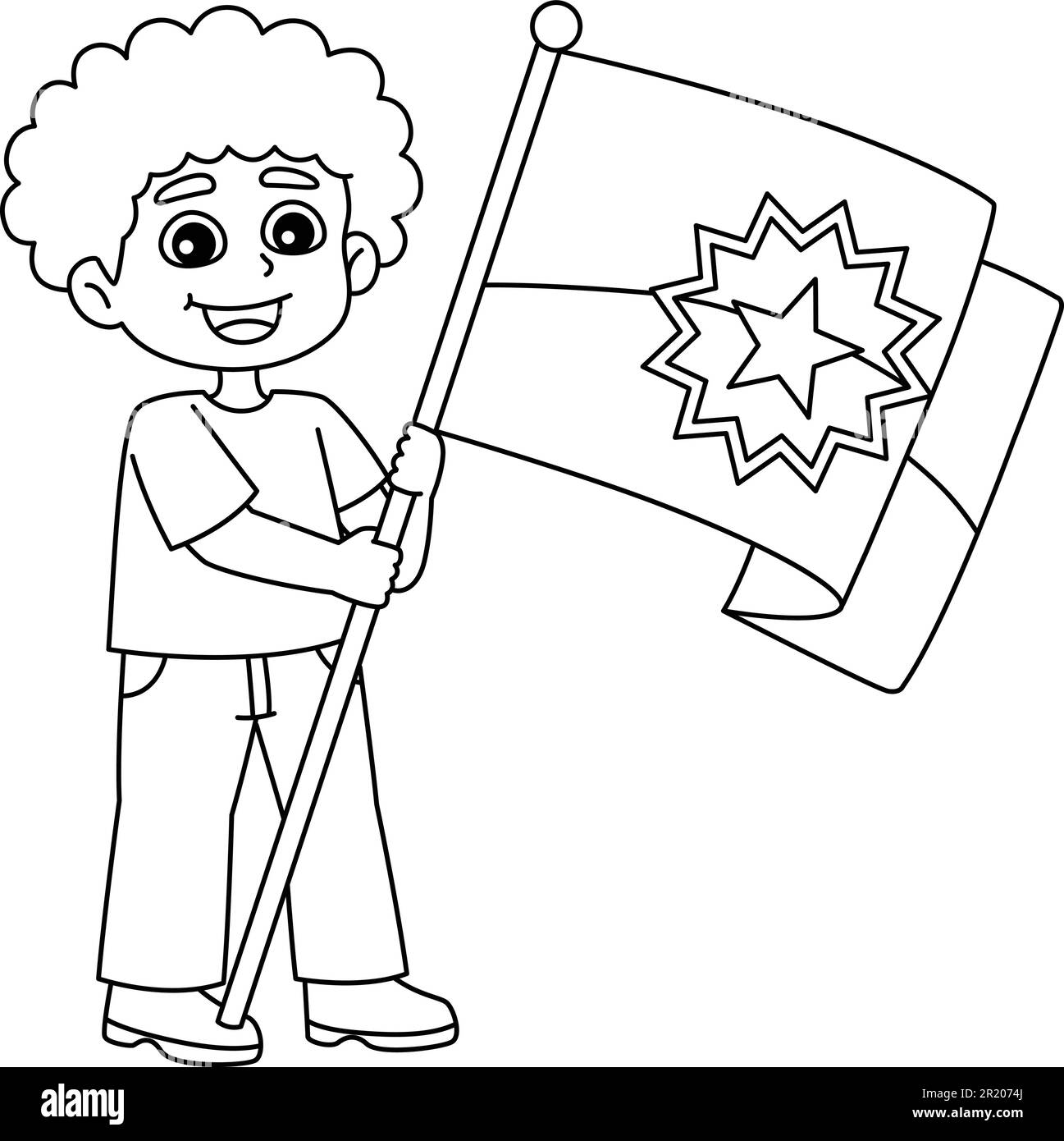 Boy Holding the Juneteenth Flag Isolated Coloring Stock Vector Image ...