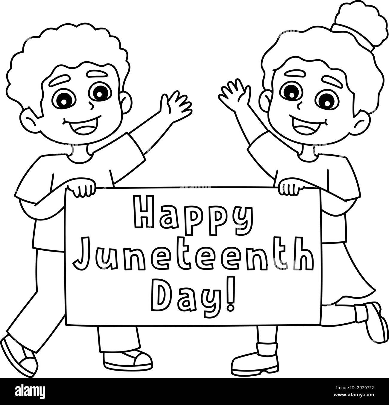 Happy Juneteenth Day Banner Isolated Coloring Page Stock Vector Image ...