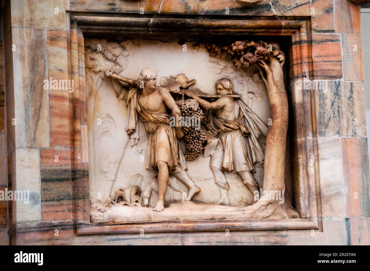 Israelites carrying the grapes of Canaan bas-relief sculptures on the ...