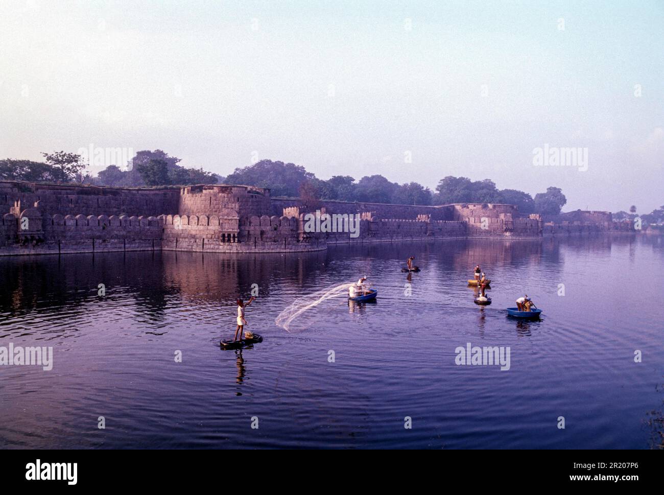 Fishing in Vellore fort moat in Vellore, Tamil Nadu, South India, India ...