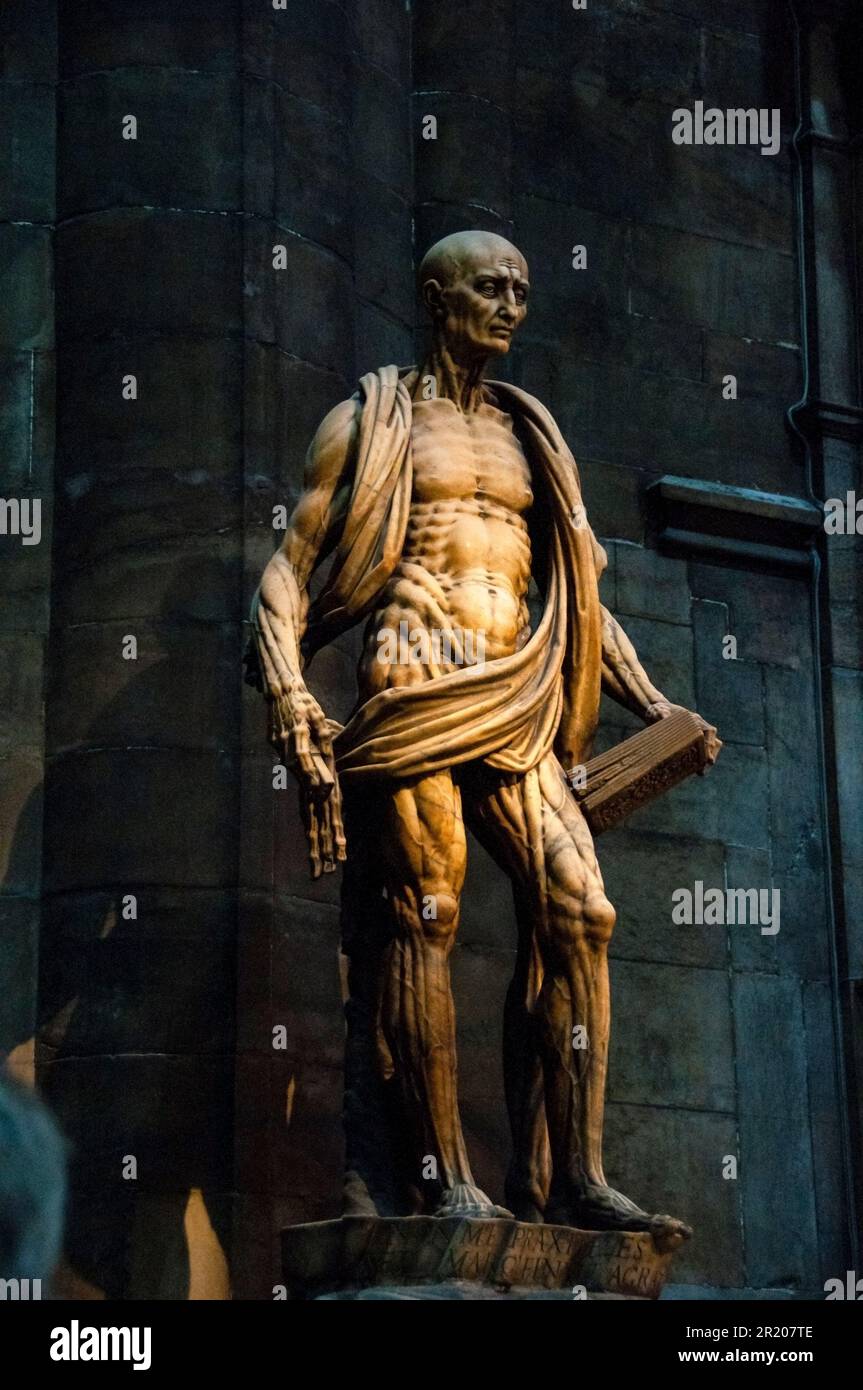 Saint Bartholomew Flayed is a famous statue in the Milan Cathedral in ...