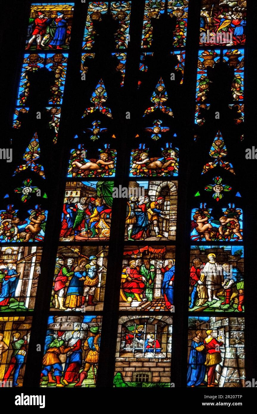 Stained glass windows of the story of Catherine of Alexandria, Milan ...