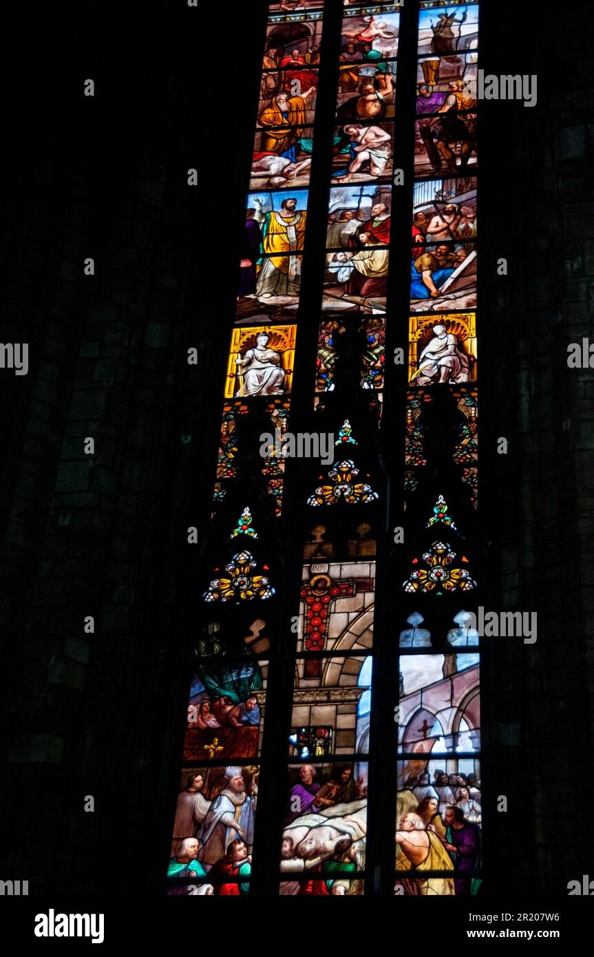 Neo-Gothic stained glass bible story of Saint Gervasius and Saint ...