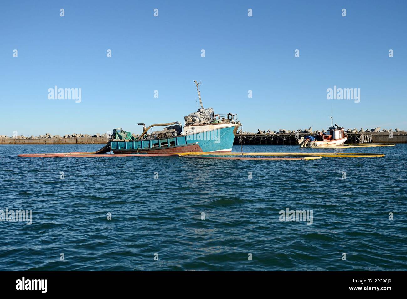 Special boat for underwater diamond mining, in Lamberts Bay Harbour ...