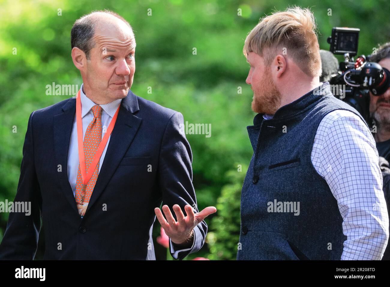 London, UK. 16th May, 2023. Charlie Ireland, Jeremy Clarkson's land agent and Kaleb Cooper, Mr ...