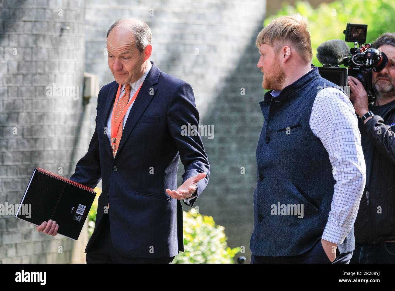 London, UK. 16th May, 2023. Charlie Ireland, Jeremy Clarkson's land agent and Kaleb Cooper, Mr ...