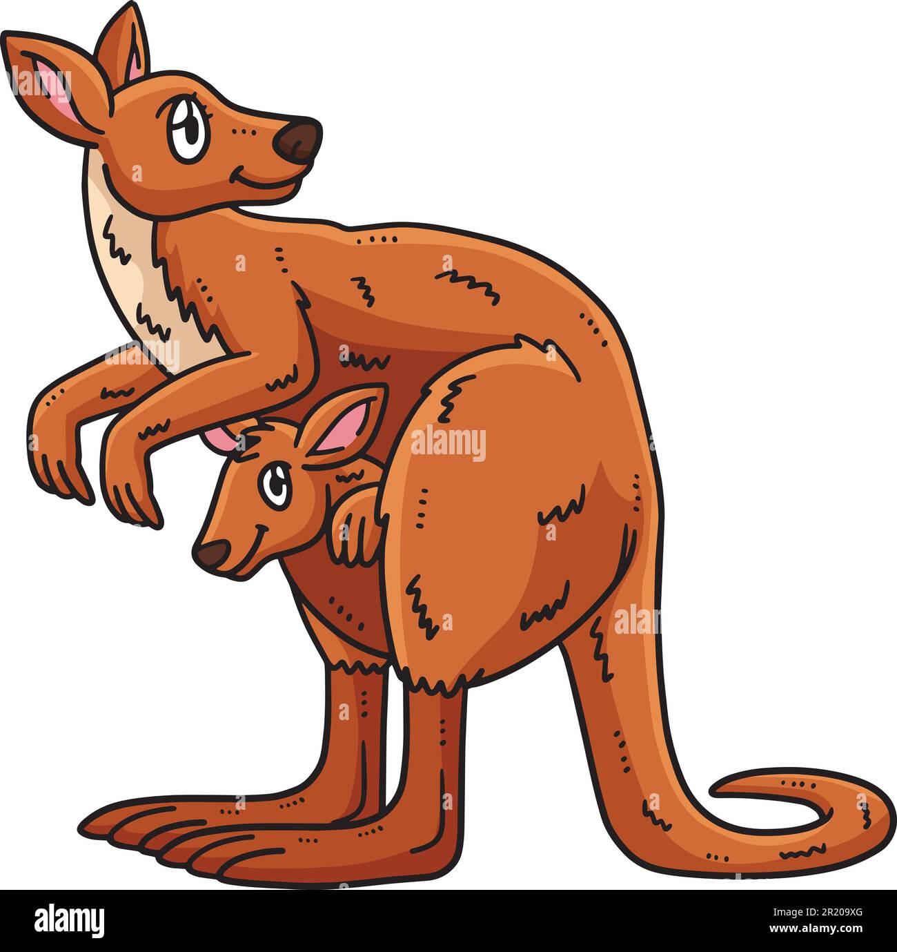 Mother Kangaroo and Baby Kangaroo Cartoon Clipart Stock Vector Image ...