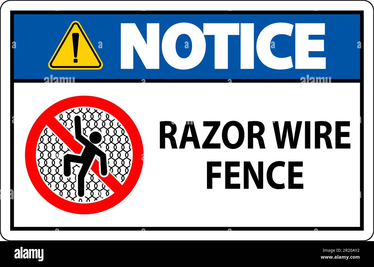 Notice Sign Razor Wire Fence On White Background Stock Vector Image ...