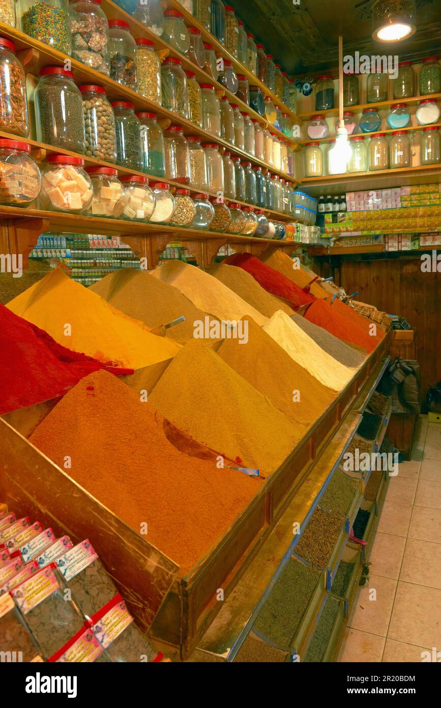 Spice shop, grocery, Medina, Marrakech, UNESCO World Heritage Site ...