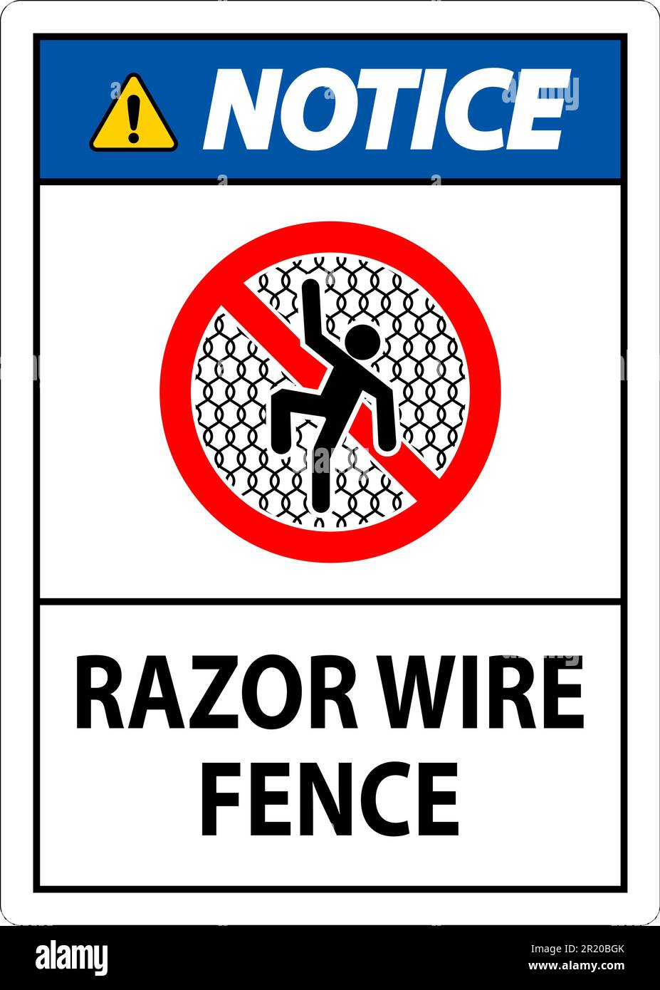 Notice Sign Razor Wire Fence On White Background Stock Vector Image ...