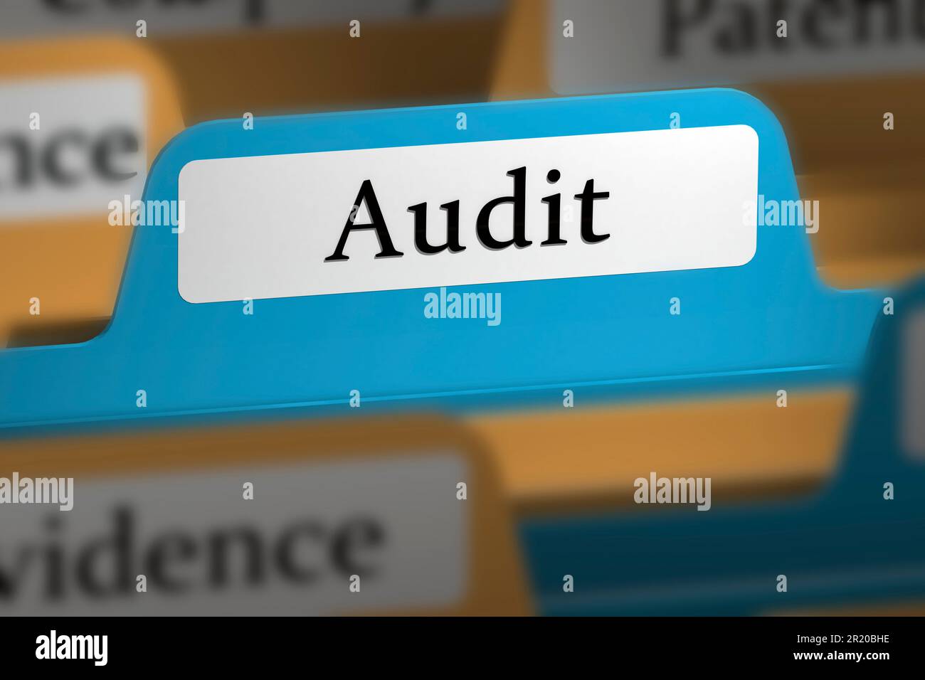 Audit word on file folder tab, 3d rendering Stock Photo - Alamy