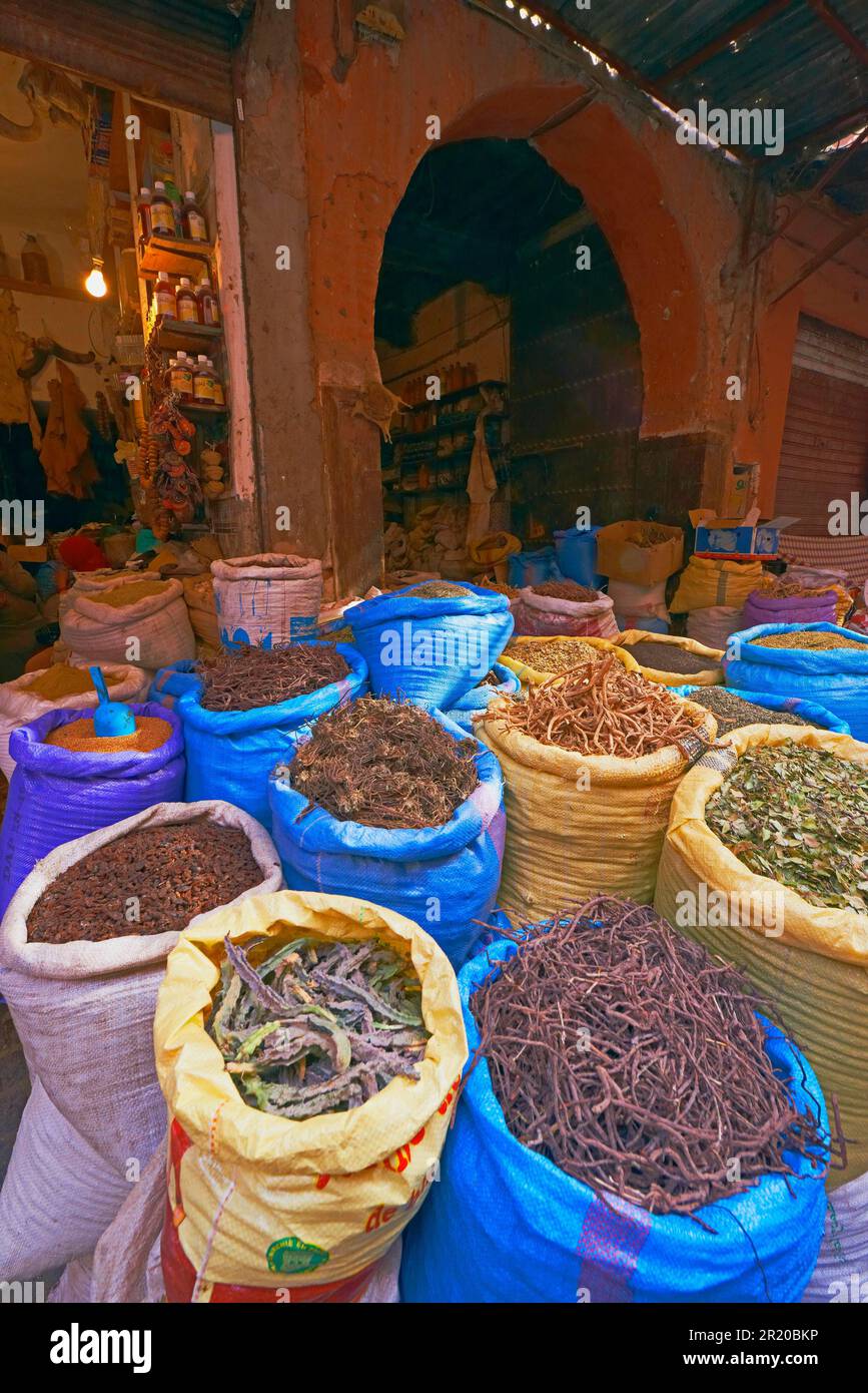 Herbs and spices, Medina, Marrakech, Souk, UNESCO World Heritage Site ...