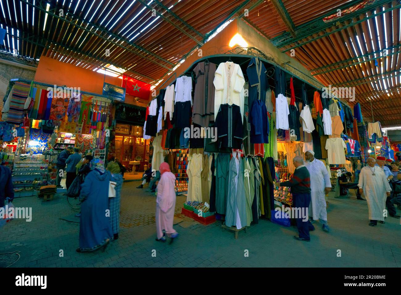 Clothes shop, Medina, Marrakech, UNESCO World Heritage Site, Maghreb ...