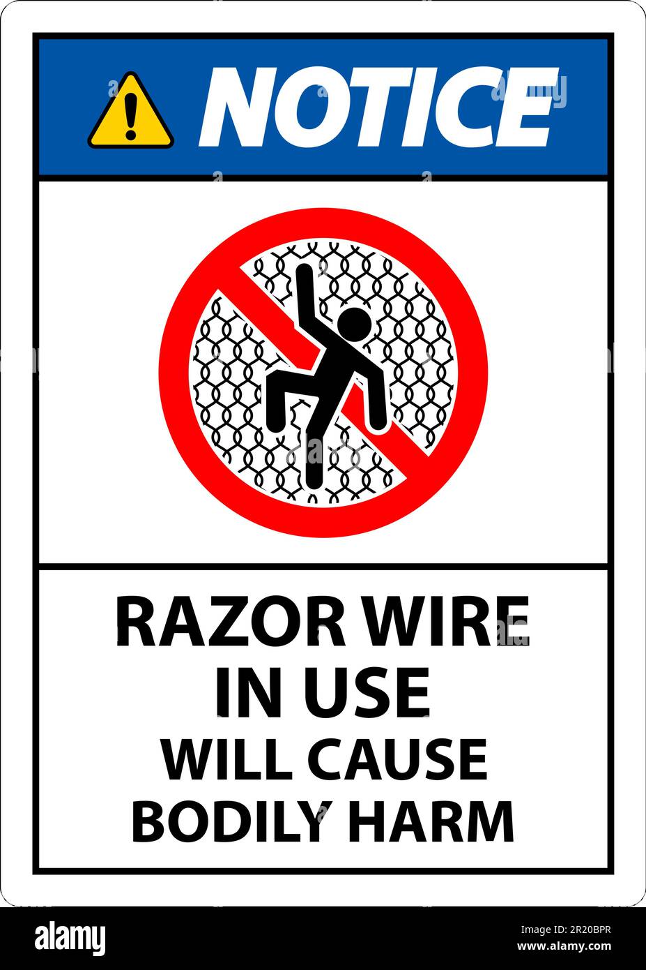 Notice Sign Razor Wire In Use Will Cause Bodily Harm Stock Vector Image ...