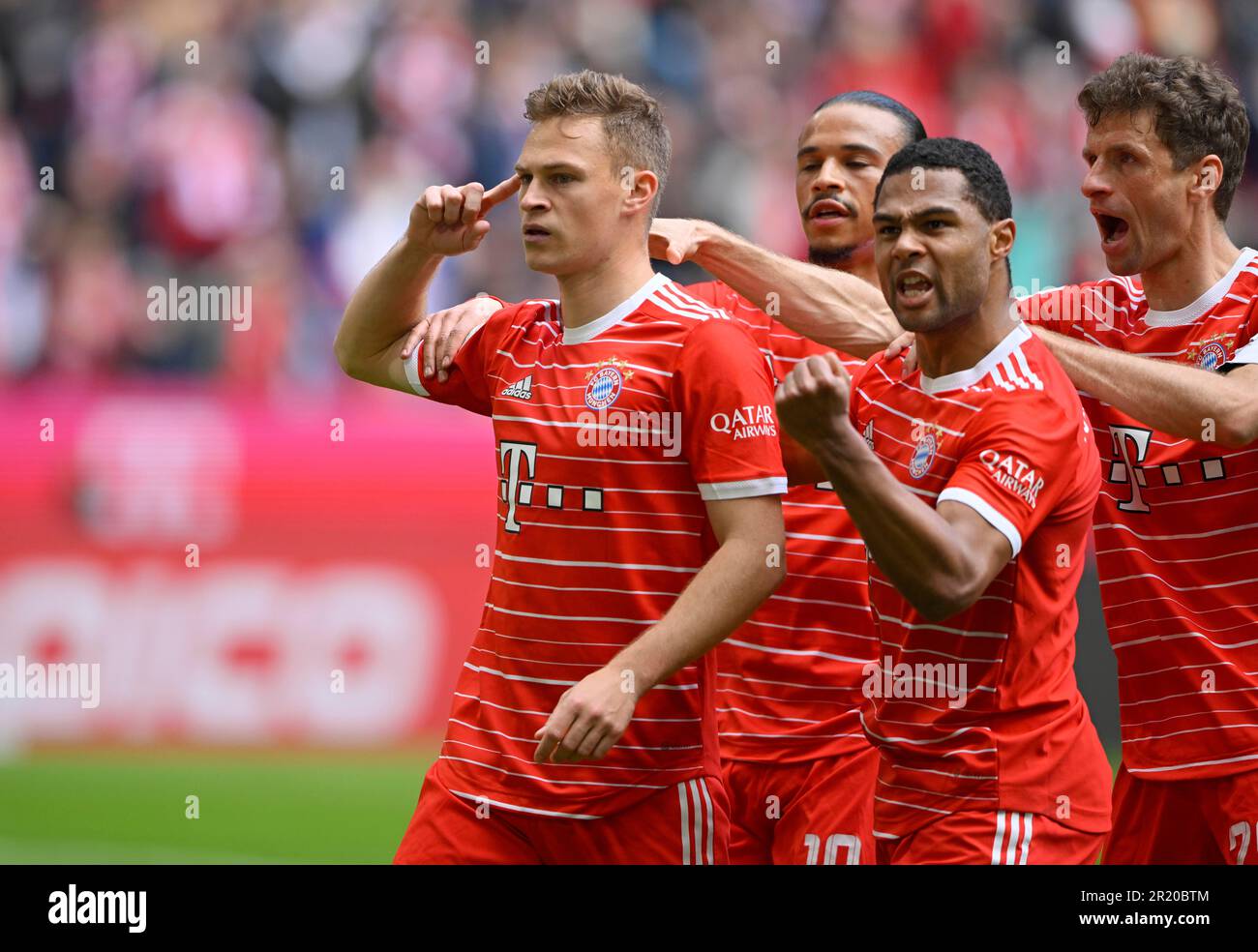 Goal celebration Joshua Kimmich FC Bayern Muenchen FCB (06) with Serge ...