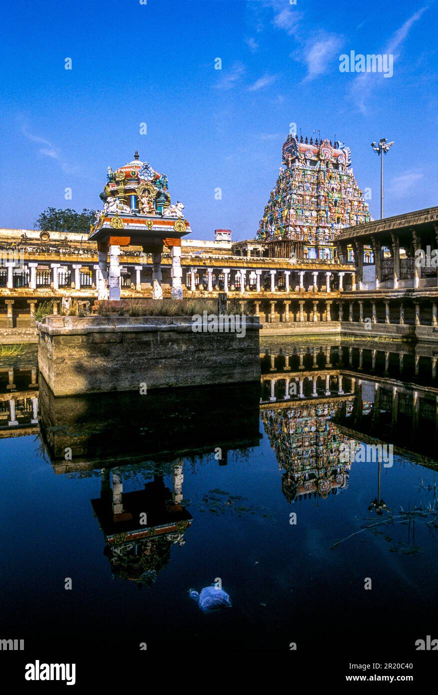 Jambukeshwara temple with tank pond in Thiruvanaikaval Thiruvanaikoil ...