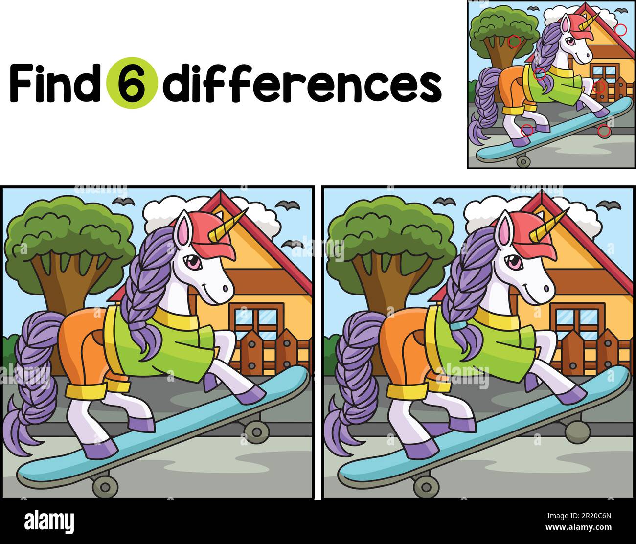 Unicorn Skating Find The Differences Stock Vector Image & Art - Alamy