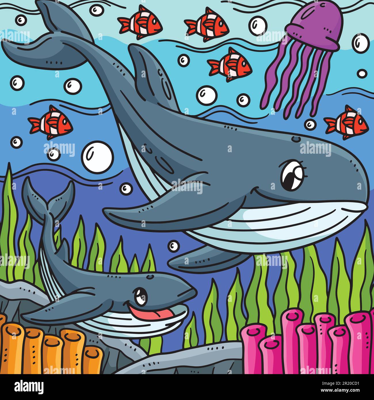 Mother Whale Sharks Baby Whale Sharks Colored Stock Vector Image & Art ...