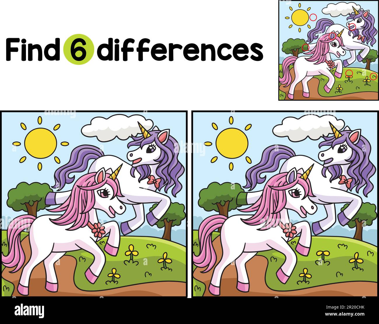 Unicorn with a Friend Find The Differences Stock Vector Image & Art - Alamy