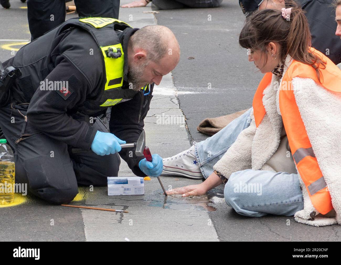 Berlin, Germany. 16th May, 2023. Police forces attempt to remove Carla ...