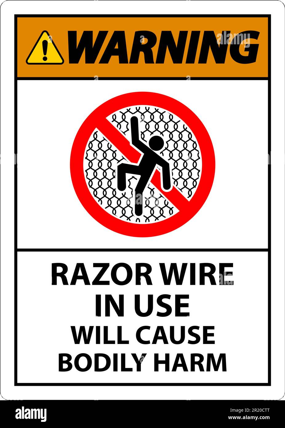 Warning Sign Razor Wire In Use Will Cause Bodily Harm Stock Vector ...