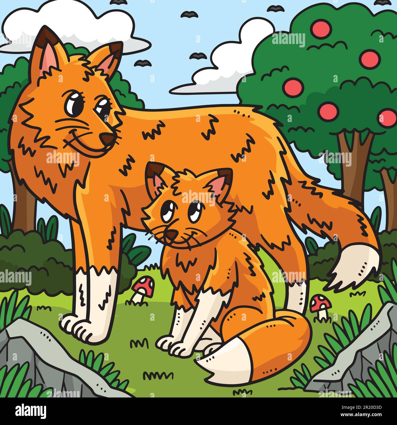 Mother Fox and Baby Fox Colored Cartoon Stock Vector Image & Art - Alamy