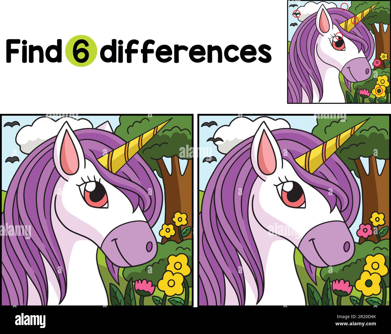 Unicorn Head Find The Differences Stock Vector Image & Art - Alamy
