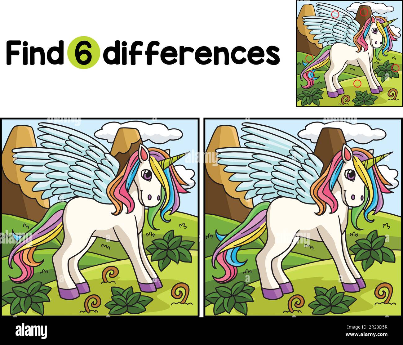 Standing Unicorn Find The Differences Stock Vector Image & Art - Alamy