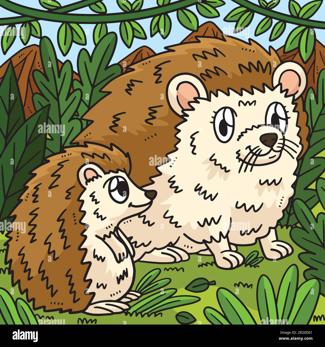 Mother Hedgehog and Hoglet Colored Cartoon Stock Vector Image & Art - Alamy