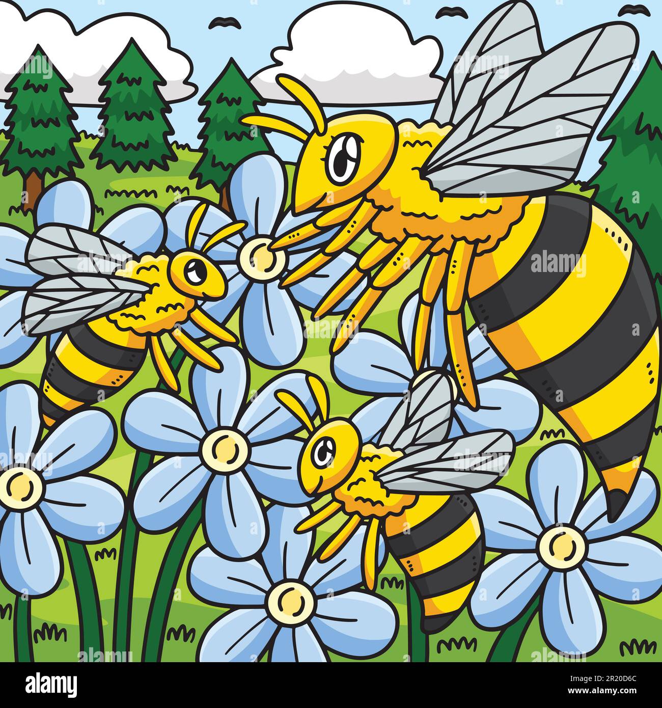 Queen Bee and Baby Bee Colored Cartoon Stock Vector Image & Art - Alamy