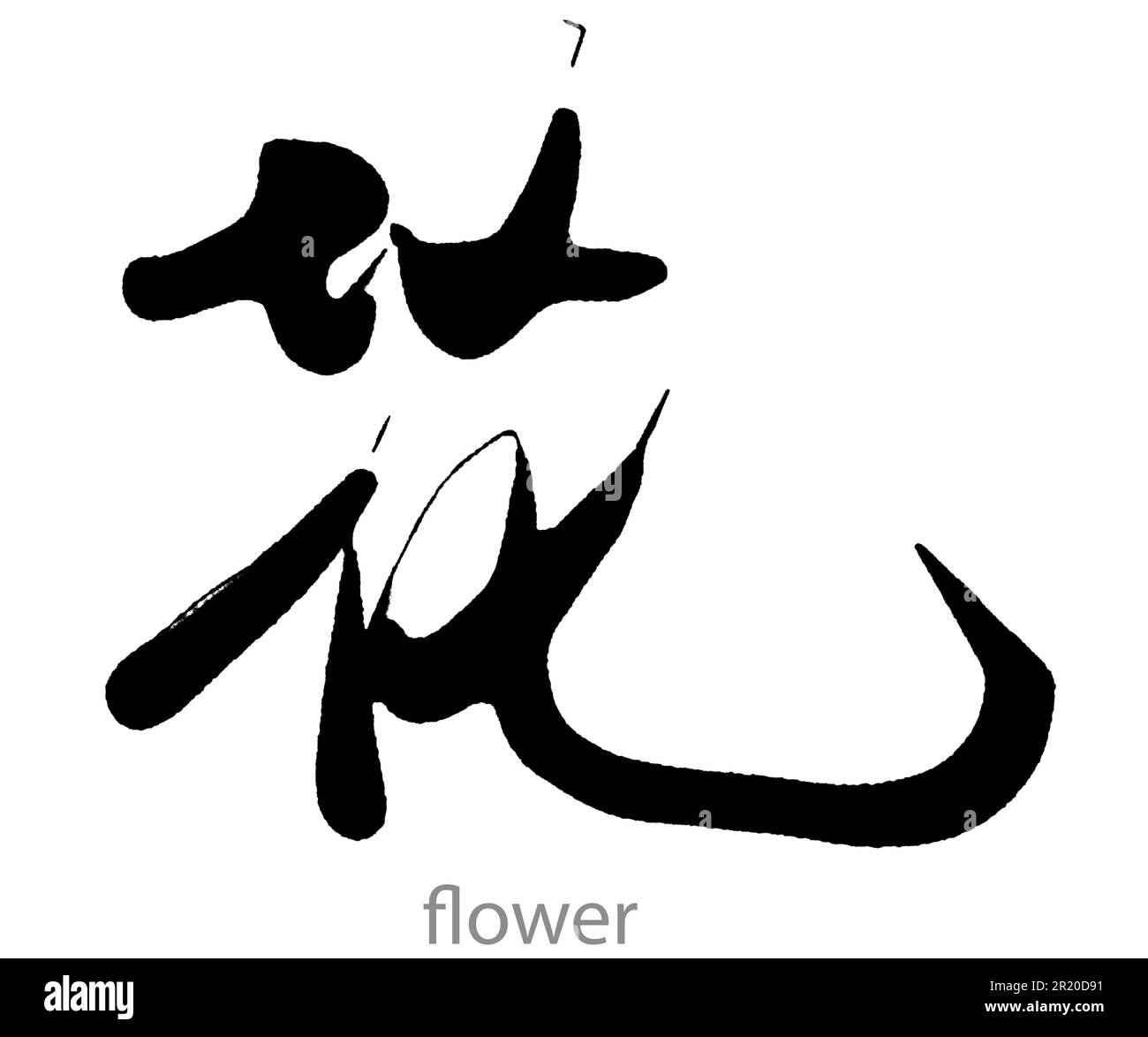 Hand drawn calligraphy of flower word on white background, 3d rendering ...