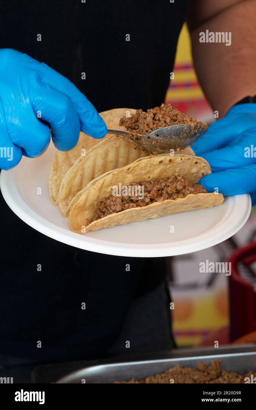 Italy, Street Food Festival, Chef at Preparing a Taco Stock Photo - Alamy