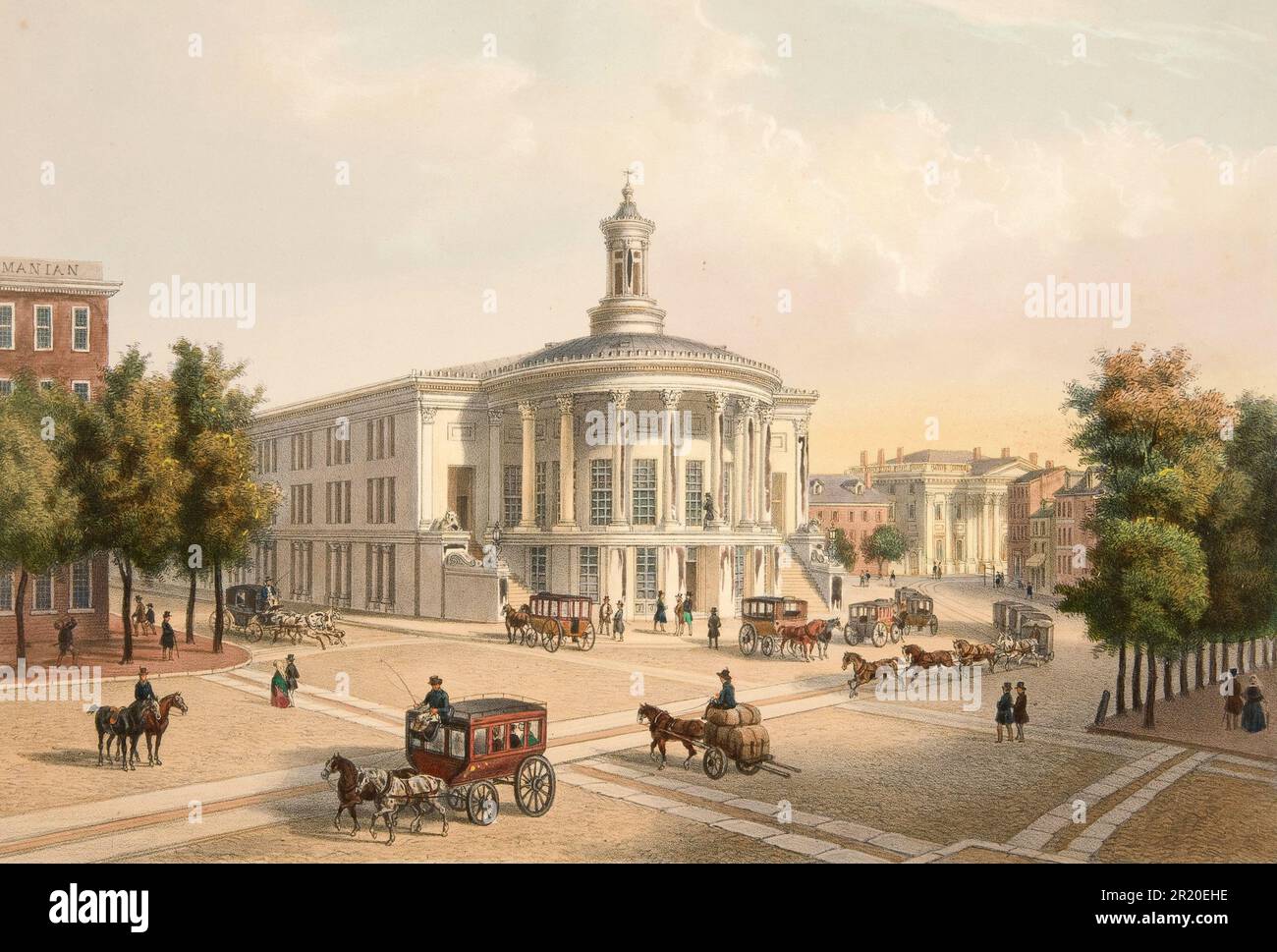 Philadelphia, Merchant's Exchange, 1848, America, Historic, digitally ...