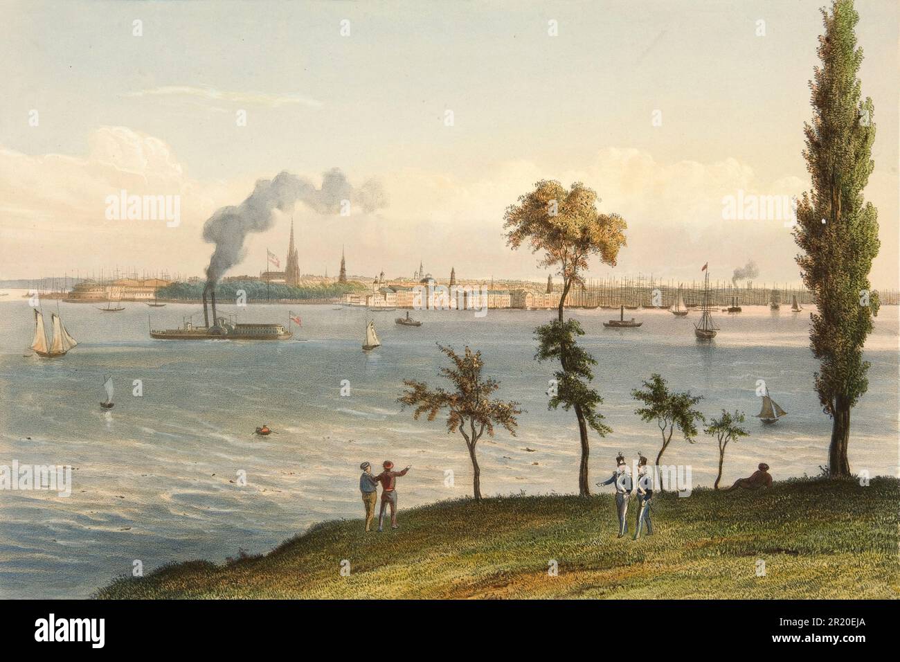 New York, General View from governor's Island, 1850, America, Historic ...