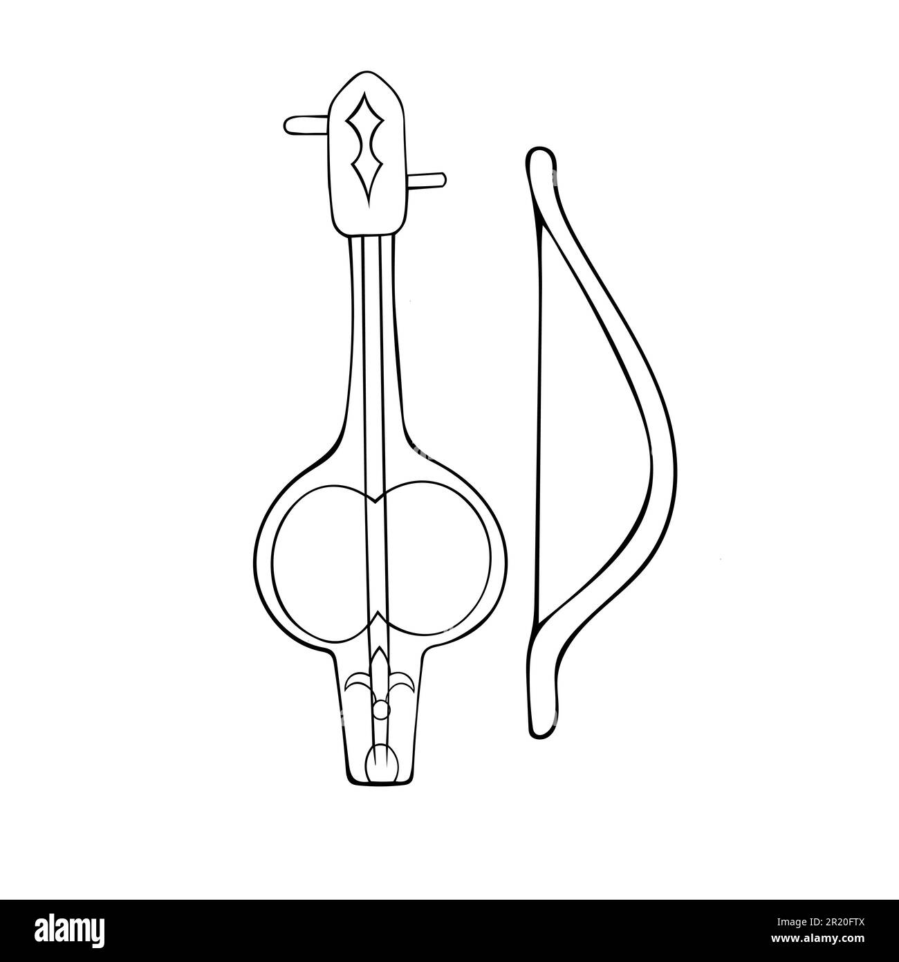 Kobyz Kazakh traditional folk musiacal instrument. Vector illustration ...