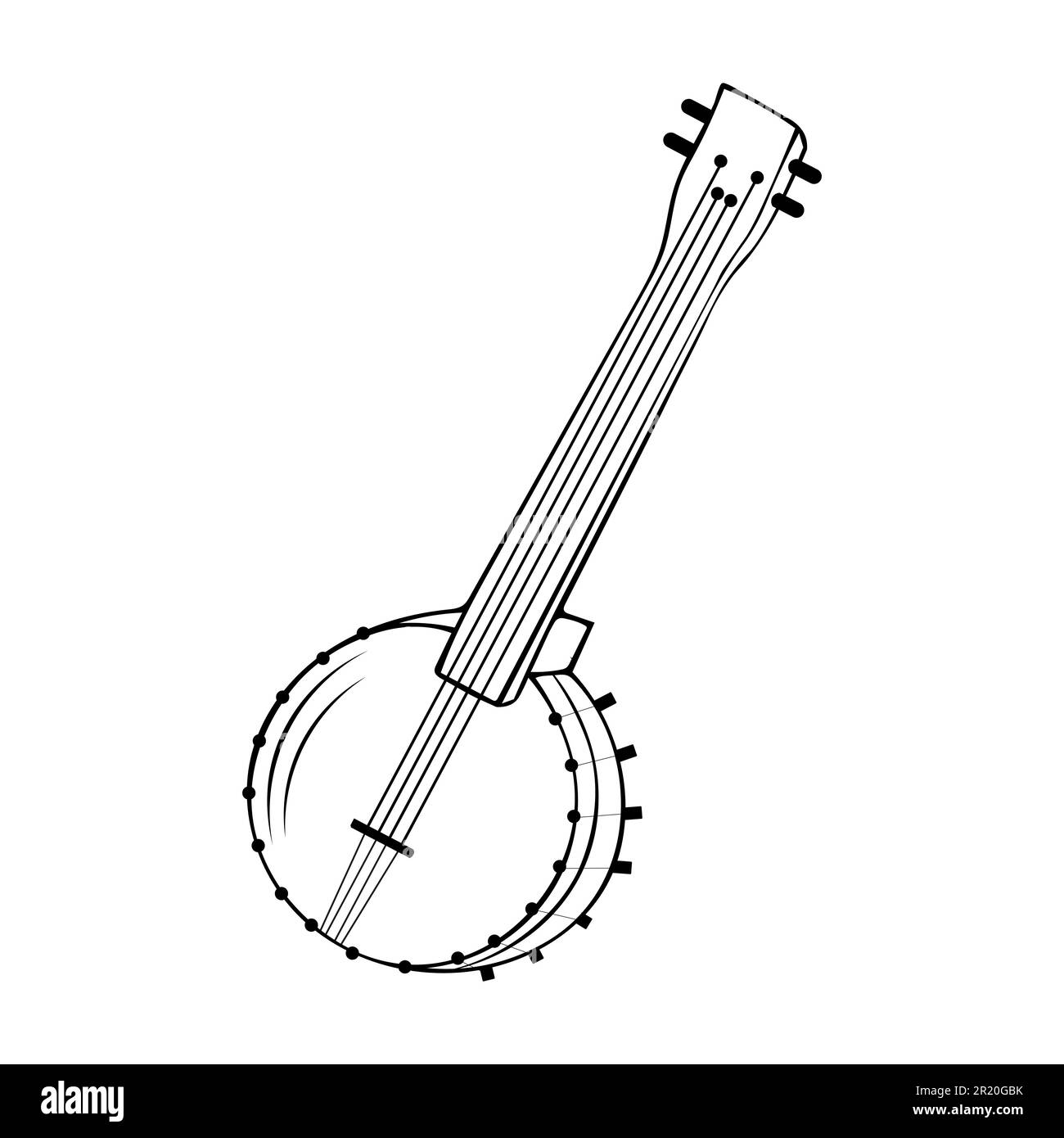American banjo isolated retro musical instrument. Vector four string ... American banjo isolated retro musical instrument. Vector four string ...