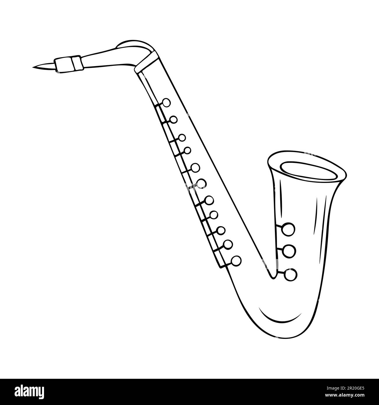 The saxophone a musical instrument. hand drawn Color vector ...