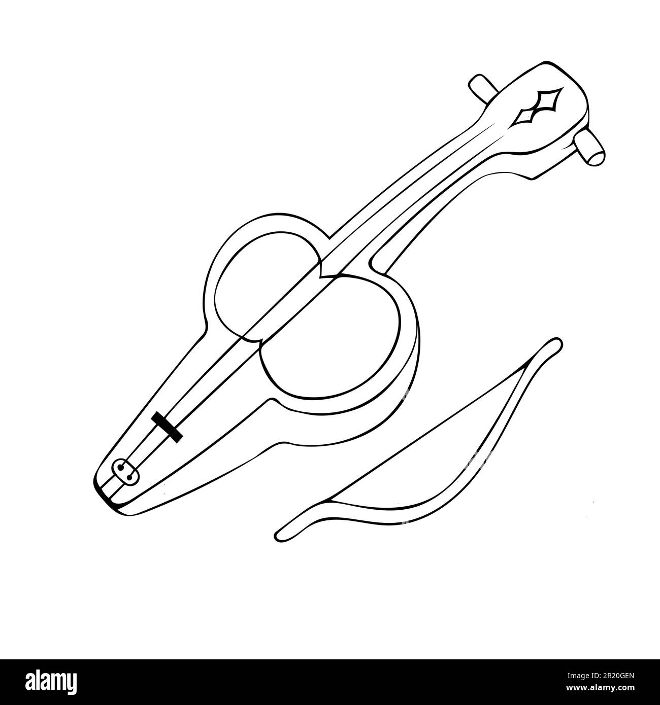 Kobyz Kazakh traditional folk musiacal instrument. Vector illustration ...
