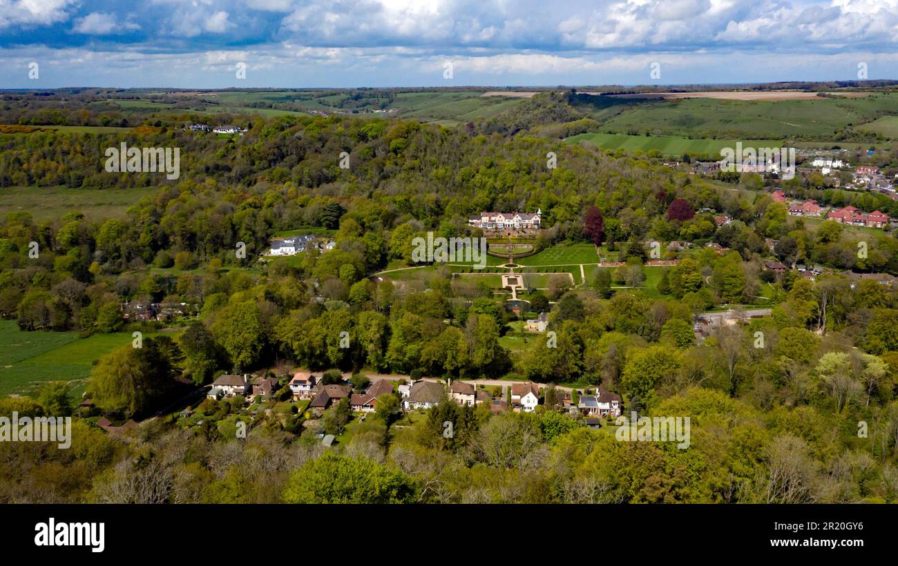 Aerial view of Russel Gardens and Kearsney Court taken from a Drone ...