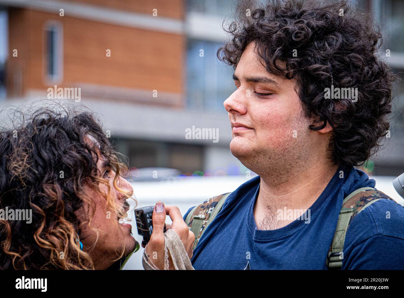Santa Monica, USA. 13th May, 2023. A reproductive rights activist faces ...