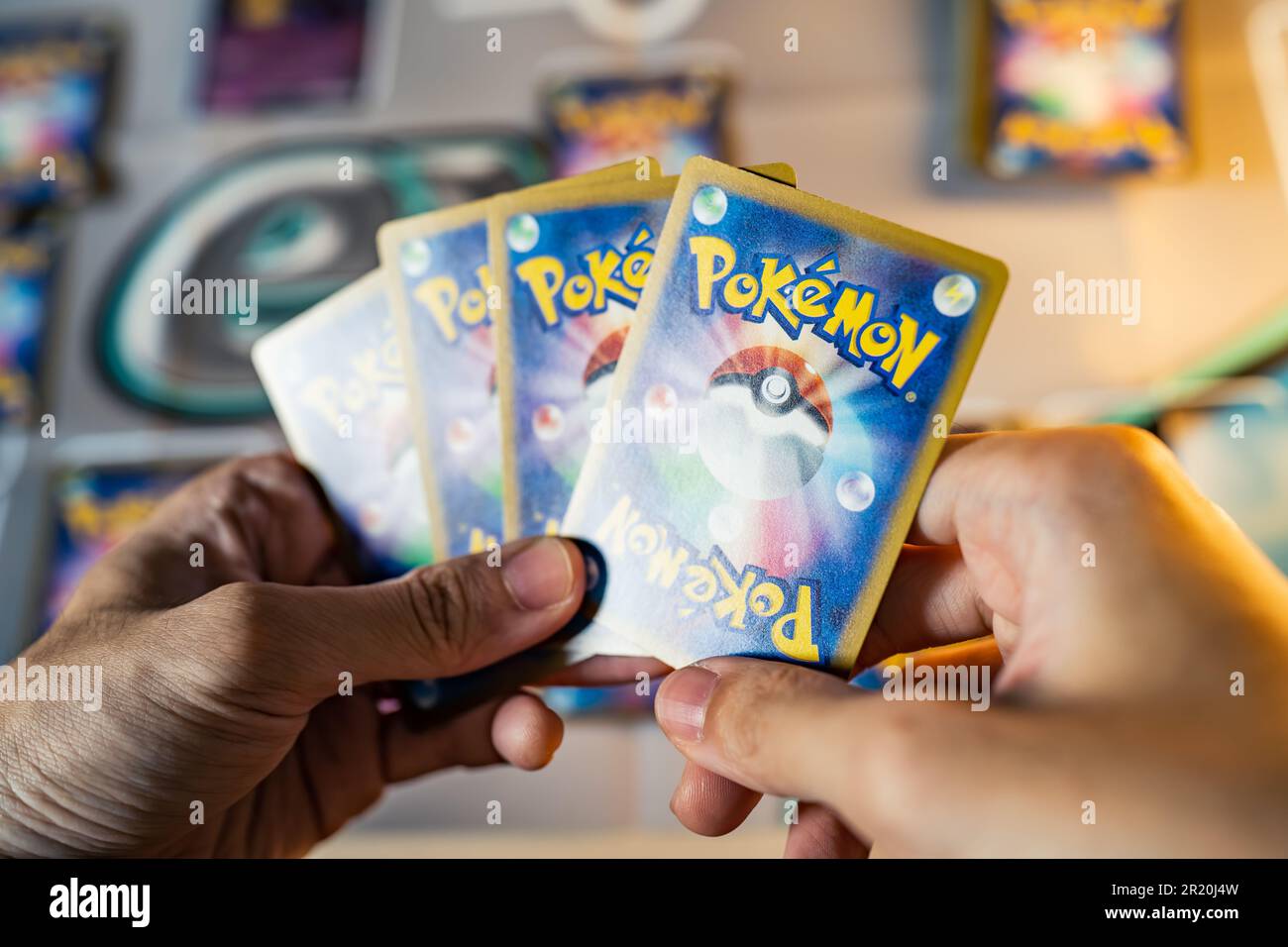 Bangkok, Thailand - April 13, 2023: A man playing Pokemon Trading Card game Stock Photo - Alamy