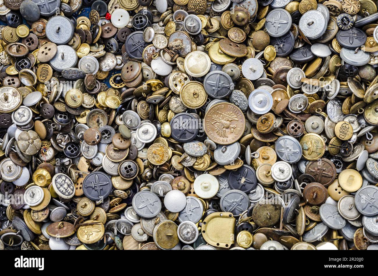 Collection of various vintage clothing buttons for background Stock ...