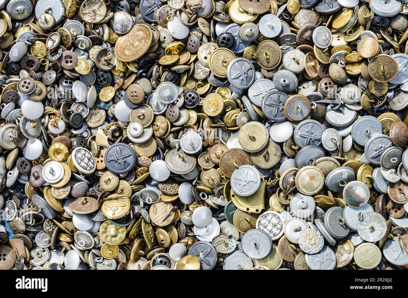 Collection of various vintage clothing buttons for background Stock ...