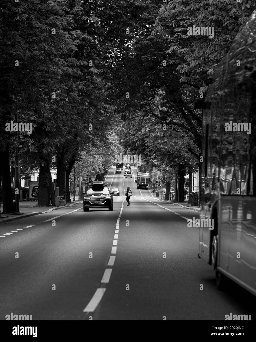 Aerial view on route cars Black and White Stock Photos & Images - Alamy