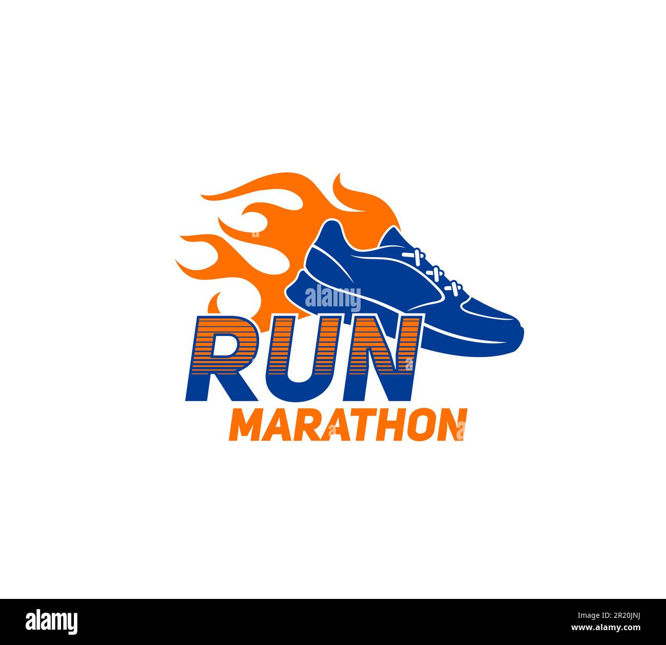 Marathon run sport icon for runners club or fitness sprint, sneaker ...
