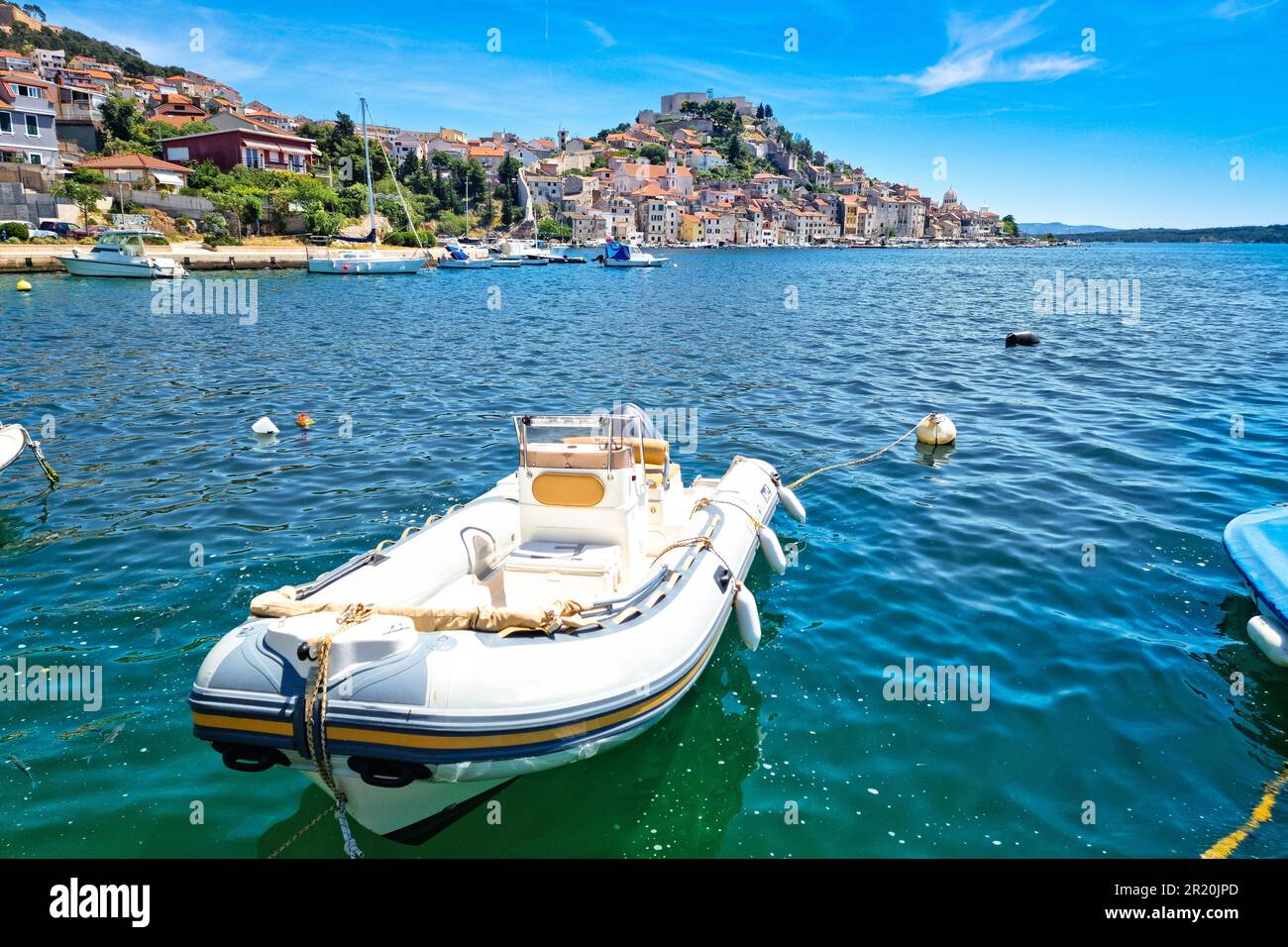UNESCO town of Sibenik sailing destination turquoise waterfront view ...