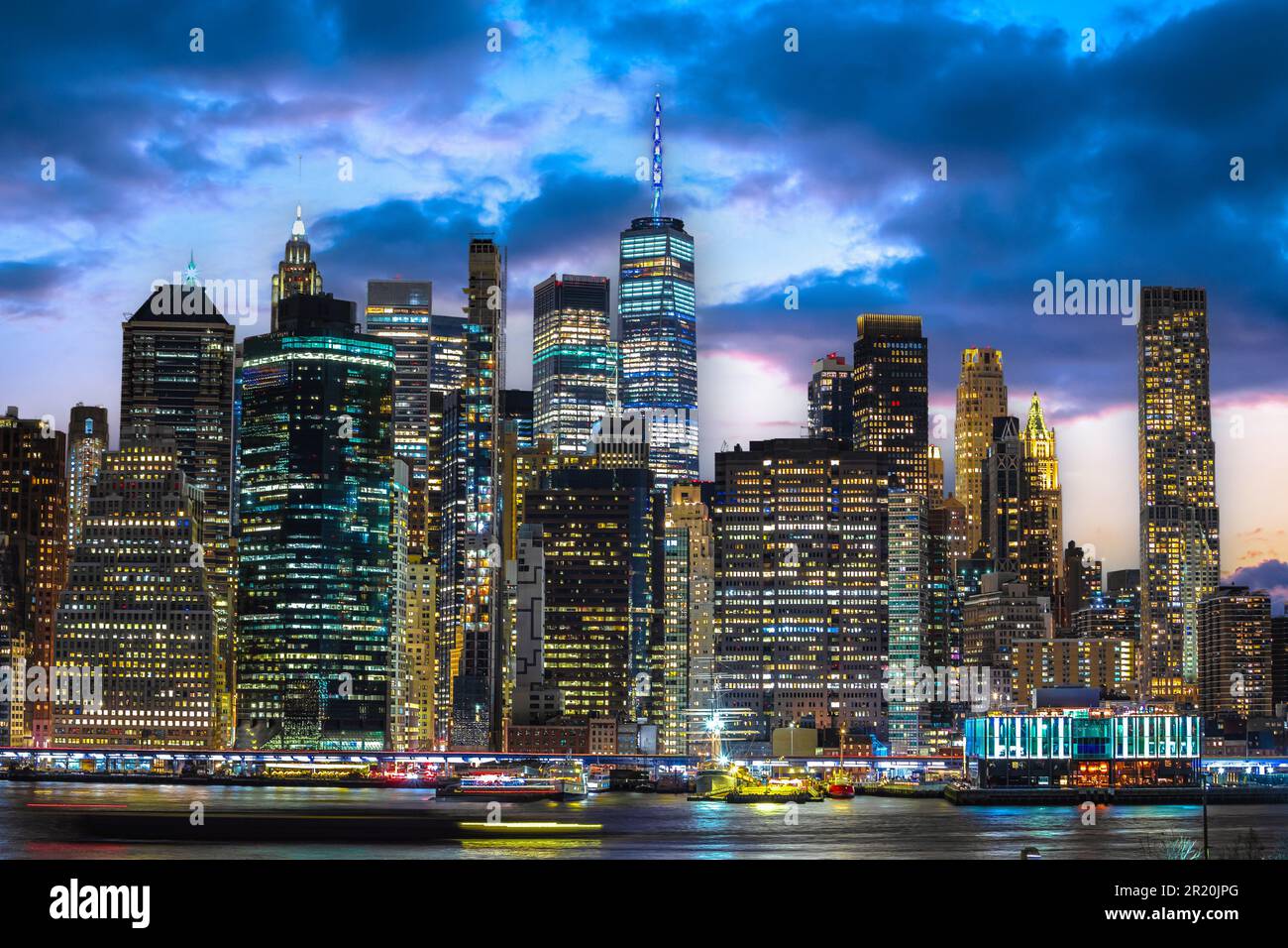 Epic skyline of New York City downtown evening view, United States of ...